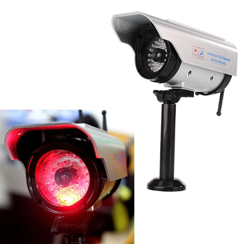 Fake Solar Powered Security CCD CCTV Camera Red Blinking LED With 2 ...