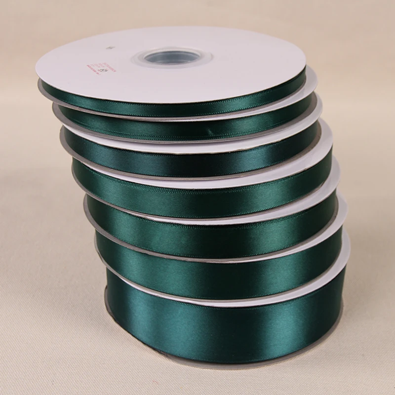 (Choose Size) 91 meters Dark Green Gift Packing Satin Ribbon for ...