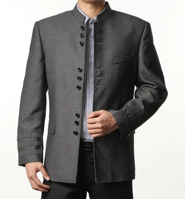 Single breasted slim fit blazer men chinese tunic suit jacket male new ...