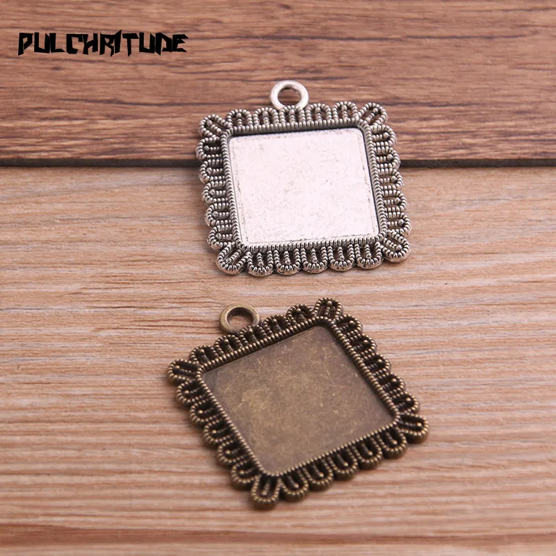 Cabochon Base Setting | 20mm Square Cabochon | Charms Pendant - 6pcs ...