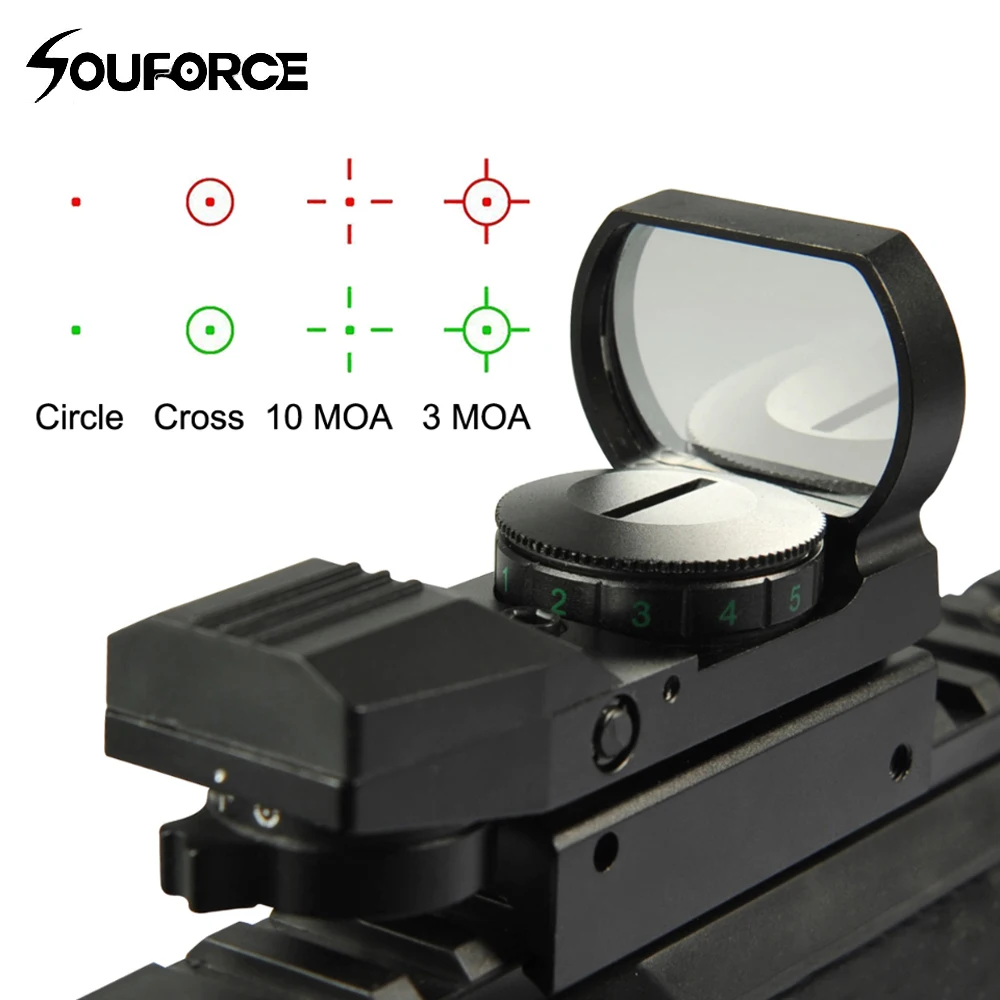Hunting Tactical Red/Green Dot Sight Holographic Reflex Reticle for 20 ...