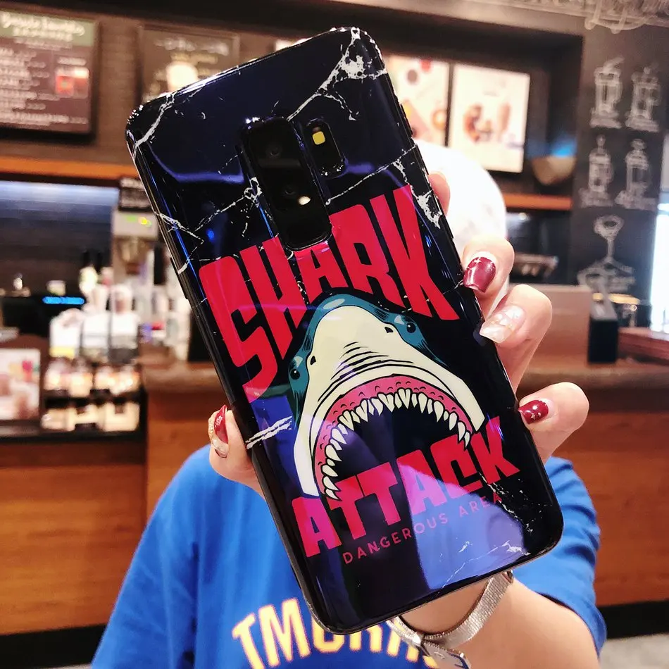 For Samsung Galaxy S9 S8 Plus Case Luxury Whale Shark Blu ray Phone ...