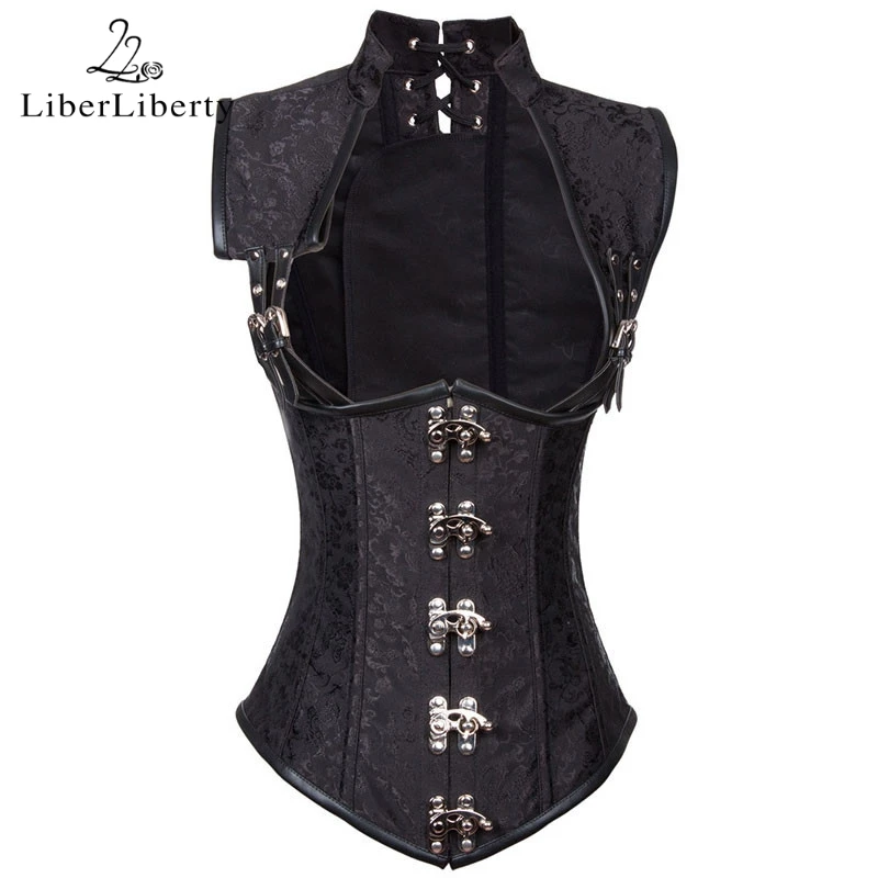 Buy Black Brocade Collared Gothic Corset Sexy Waist