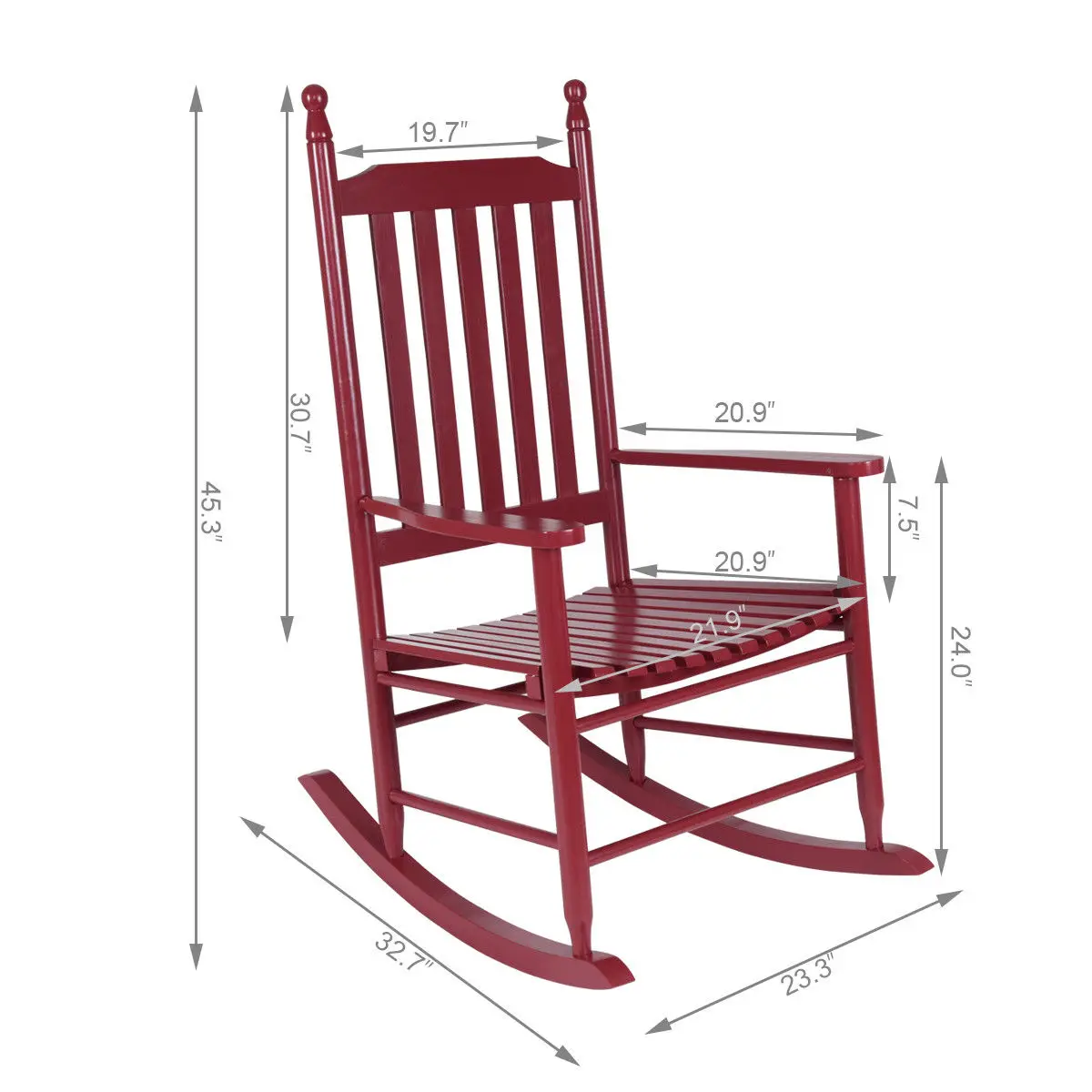 Giantex Wooden Rocking Chair Porch Rocker Modern Garden Patio Armchair ...