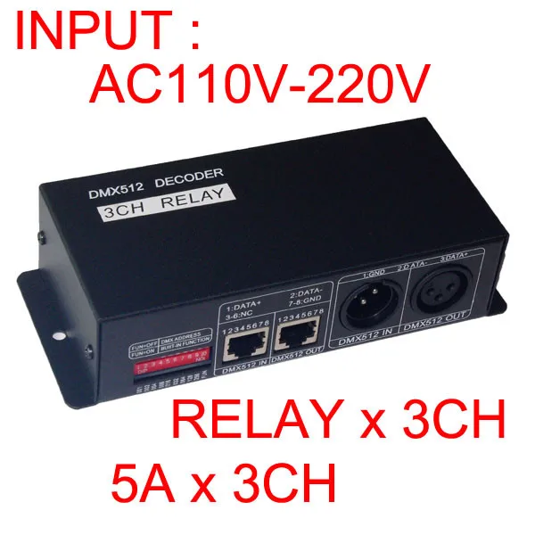 free shipping 1 pcs DMX RELAY 3 channel relays 5A*3CH INPUT AC110V 220V dmx512 3P Relay Switch ...