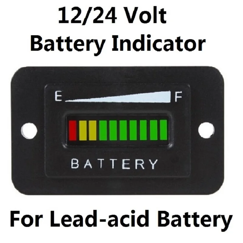 12 24V Volt Battery Indicator Meter Guage for Car Golf Cart Tri color ...