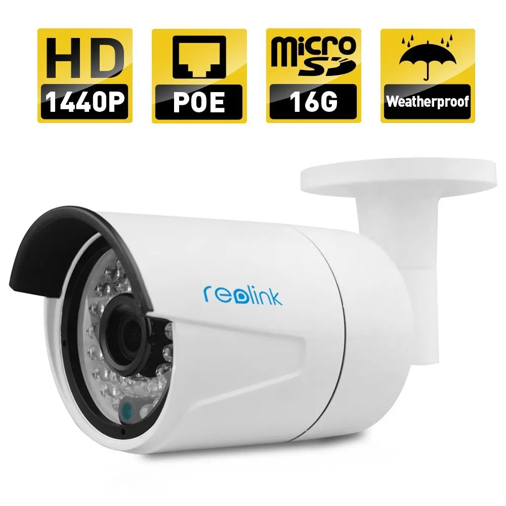 Reolink RLC 410S 1440P POE Security IP Camera Built in 16GB Micro SD ...