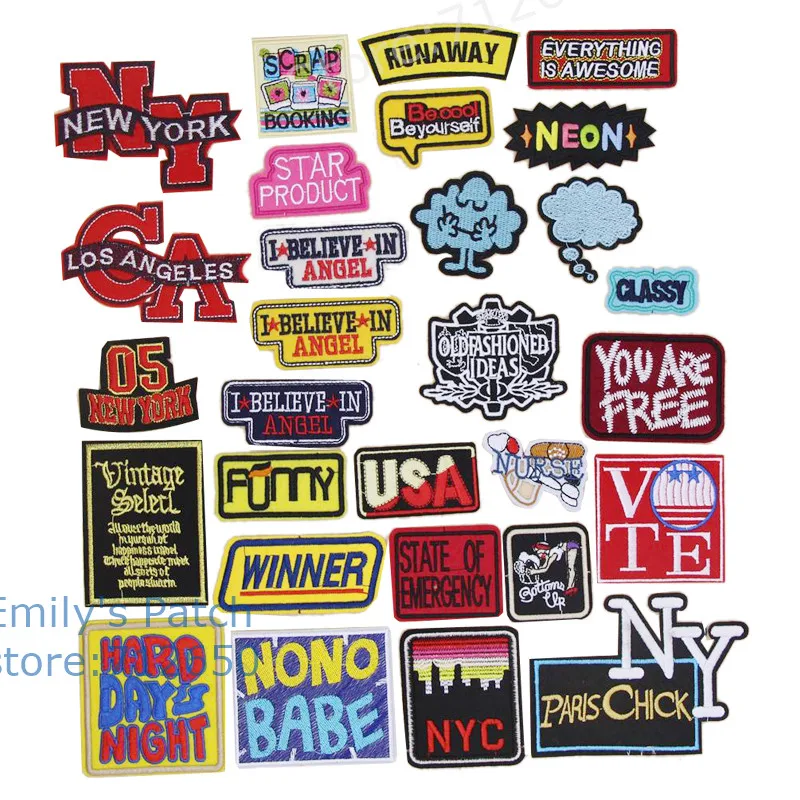 10 Pcs Free Shipping Square Shape Patch Words Embroidered Iron On Sew ...