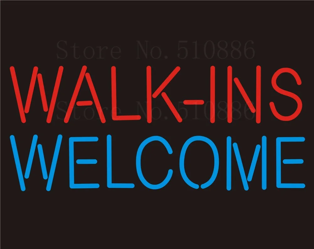 Custom-NEON-Sign-Board-Walk-ins-Welcome-Business-Glass-Tube-Bar-Pub ...