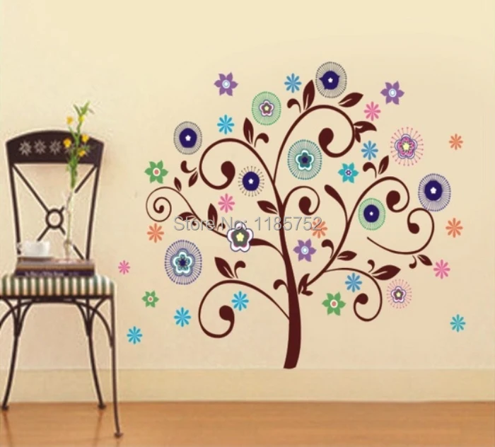 New Cartoon Tree Wall Stickers for Kids Room Wall Decals Vinyl Stickers ...