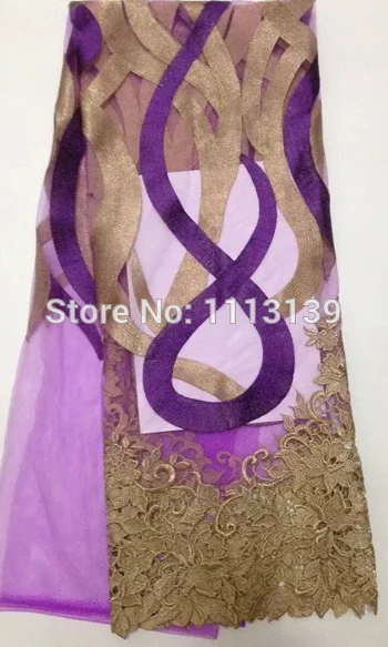 High quality purple african net lace, chemical floral lace fabric ,mesh ...
