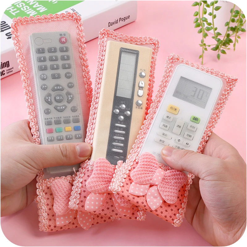 Lucu Kartun Kain TV Remote Control Penutup Transparan Renda Debu ...