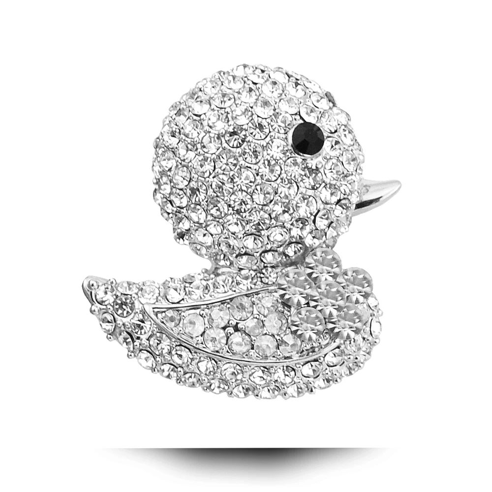B120 pato encantador broche para mujeres oro y plata color rhinestone ...