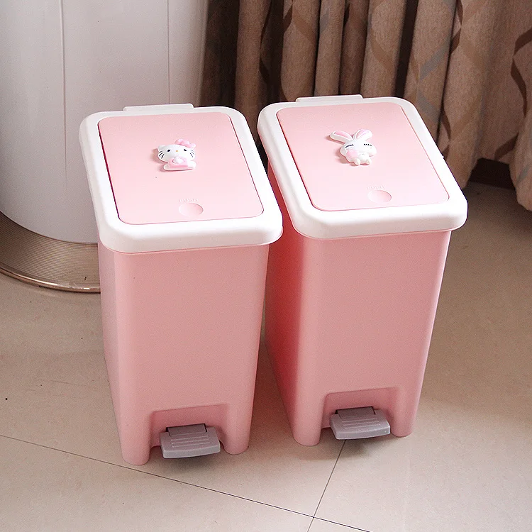 Hello Kitty Cartoon Garbage Can With Lid Foot - KawaiiMerch.com