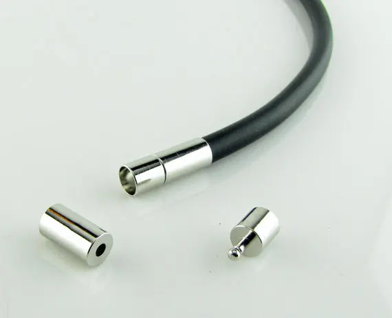 Push-Clasp-Platinum-Silver-Color-Leather-Rope-End-Necklace-Bracelet ...