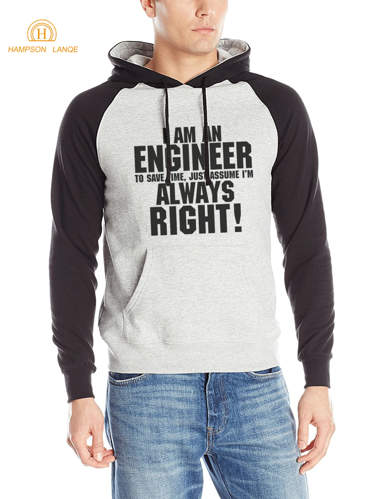 I'm An Engineer I'm Always Right Letters Print Funny Hoodies hombres ...