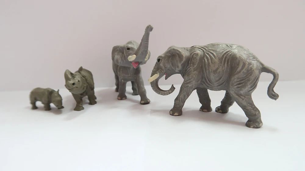 1/87 Ho scale Jungle Animals Elephant and Rhino Figures Diorama ...