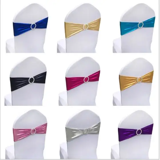 Metallic Gold Silver Spandex Lycra Chair Sashes Bands many colors Royal ...