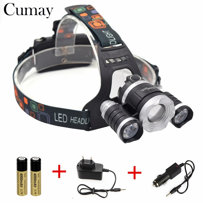 8000LM 배 XM L LED 헤드 라이트 헤드 램프 손전등 토치 테르 헤드 램프 줌이 가능한 18650 배터리/충전기|headlamp zoomable|head ...