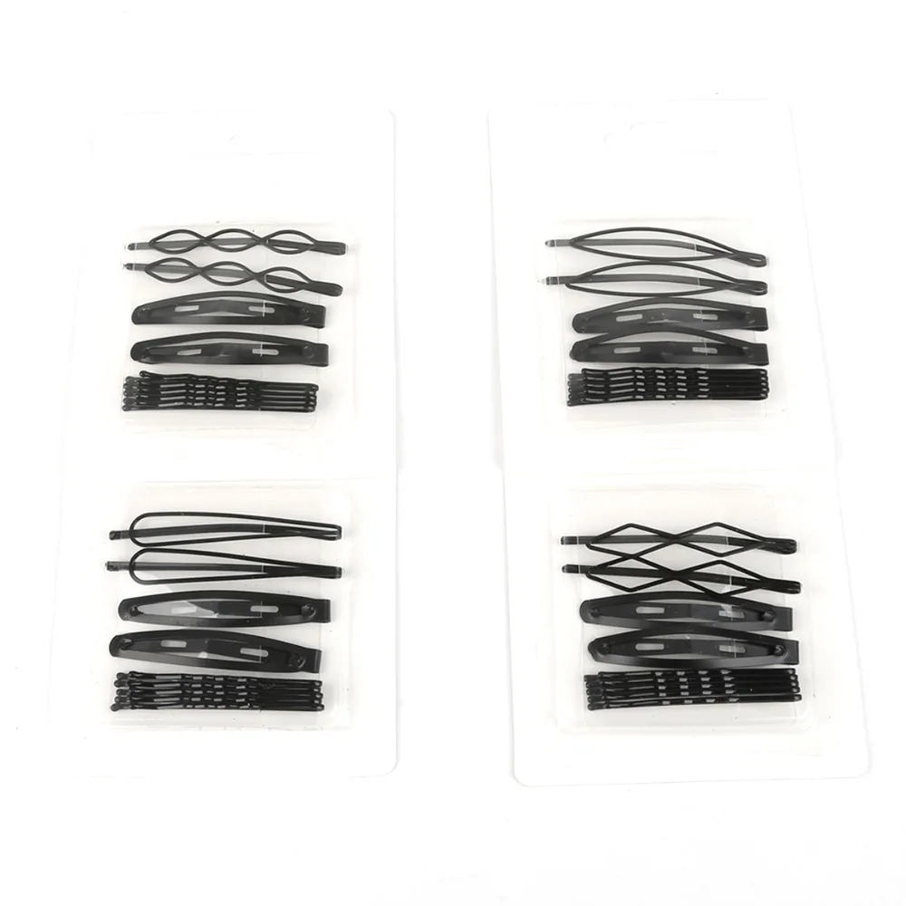 Fashion Simple 9pcs Black Hair Clips Multi Style Girls Hairpins BB ...