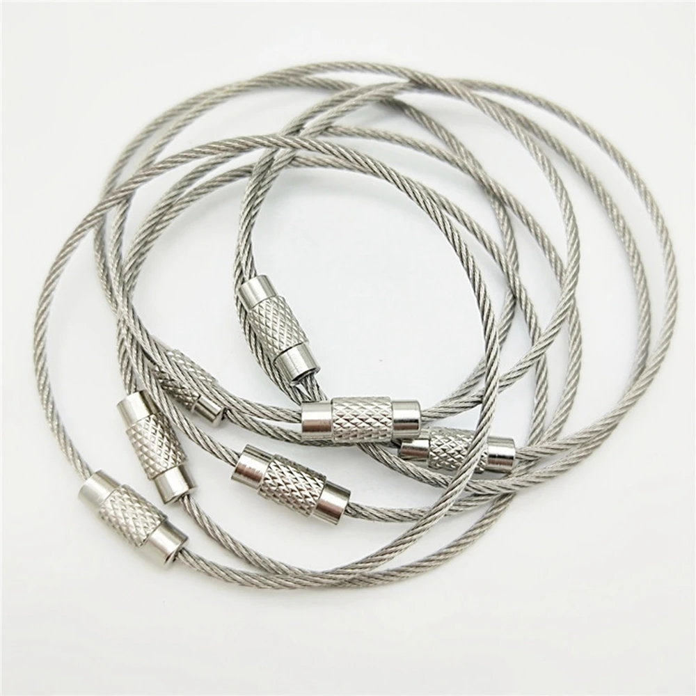 5/10Pcs 100mm EDC stainless steel wire key ring ring rope cable ring ...