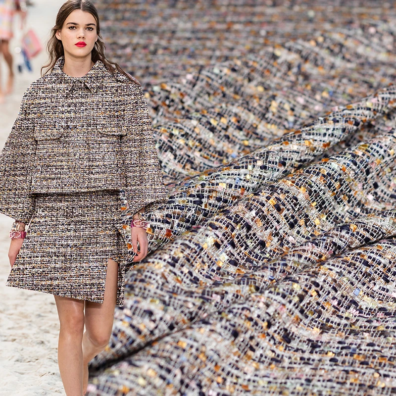Tela de Tweed de colores de seda nacarada, materiales de ropa de estilo ...