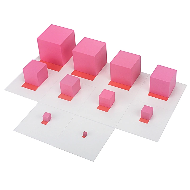 Montessori Materials Pink Tower With 10pcs Stand Cards 0.7-7cm Early ...