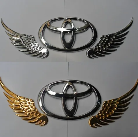 2 Pairs Gold and Silver 3D Metal Car Stickers Vehicles for Auto ...