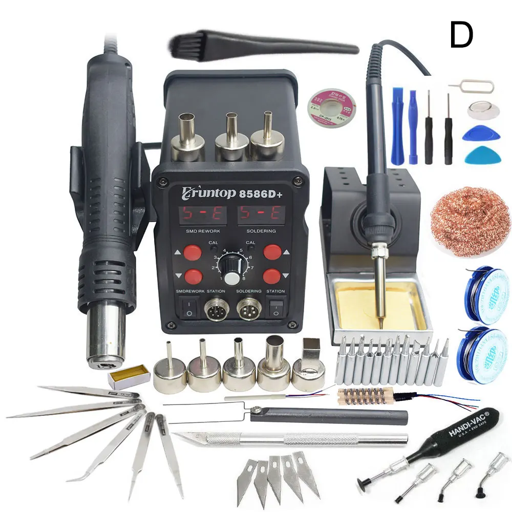 Eruntop 8586D+ Double Digital Display Electric Soldering Irons +Hot Air ...