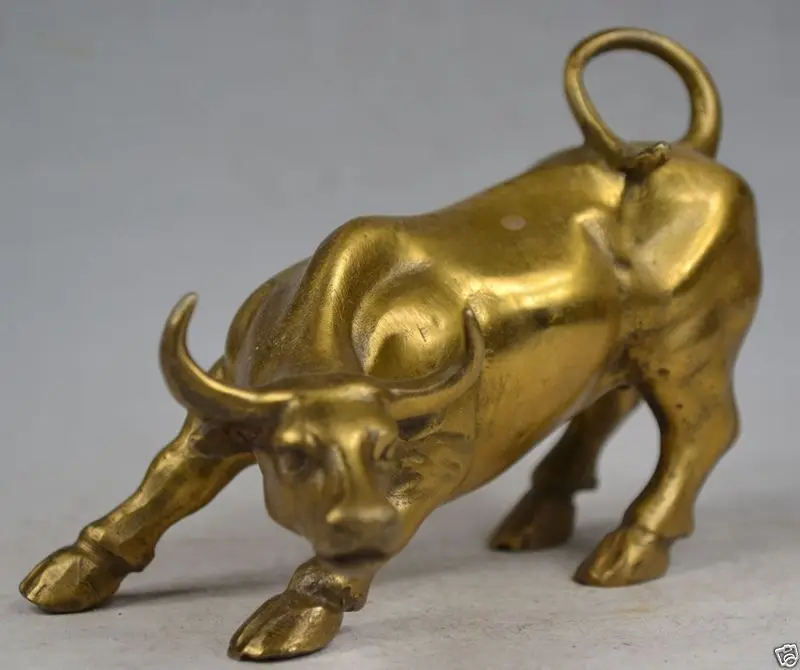 Old Collectibles Handwork Carving Rare Noble Lifelike Copper Bull fight ...