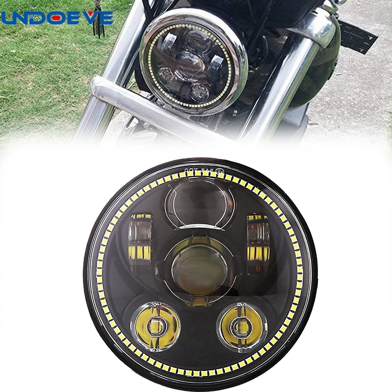 5 3 4 5 75 Inch Round 45w Halo Led Headlight For Xl1200c Xl883c Fxdwg