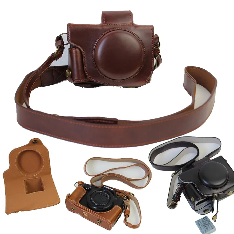 Luxury Camera Bag Case PU Leather Case for Canon G5X Skin Cover With ...