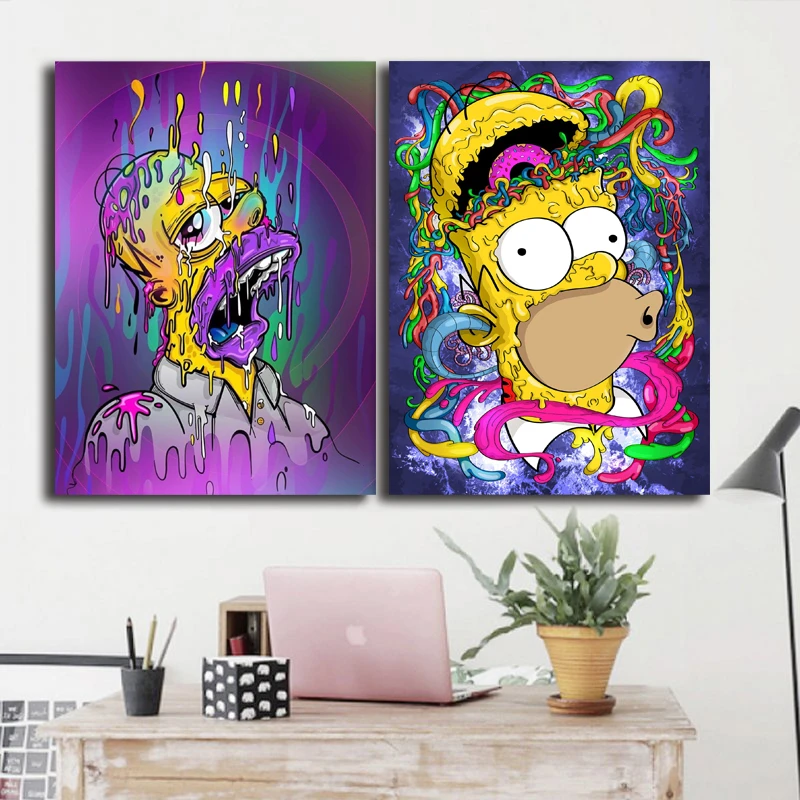 Homer Melting Supreme Homero Jay Kobalt Krusty the Clown Canvas ...