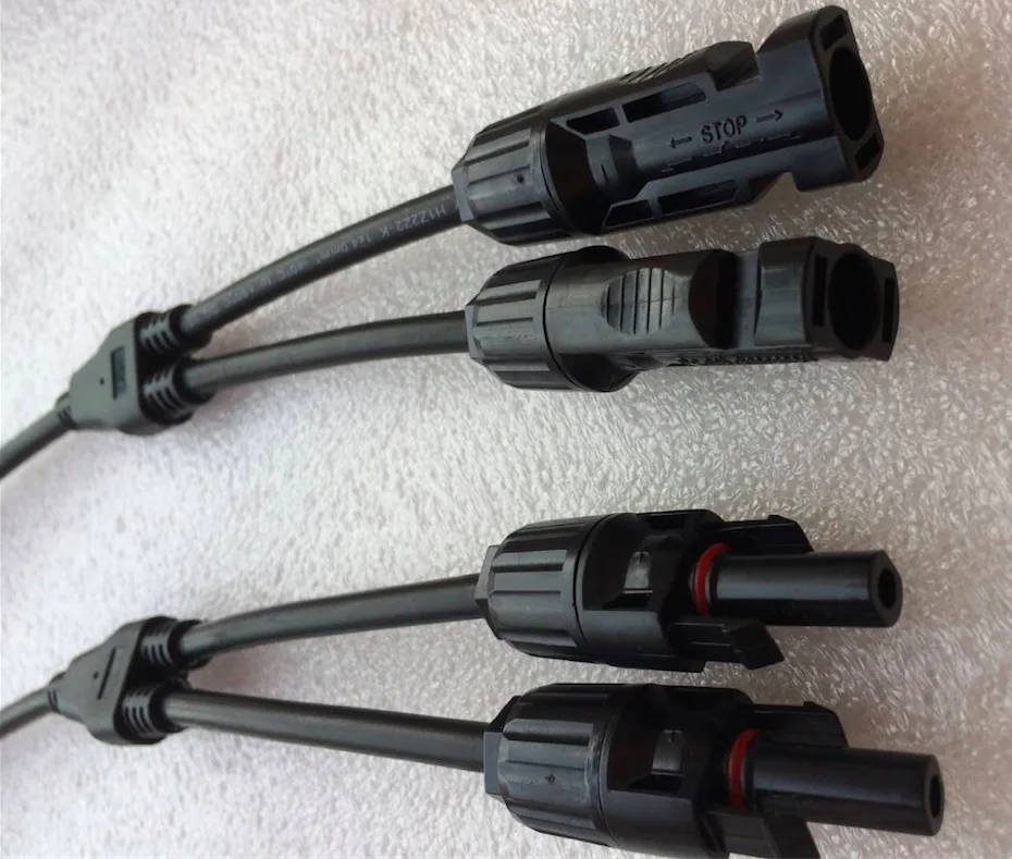 1Pair x Solar Panel Y Type 1 to 2 MC4 Connector M-FF and F-MM Branch ...
