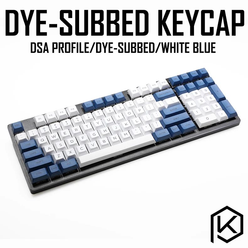 Dsa White Blue Colorway Dye Sub Keycap Set Pbt Plastic For Keyboard ...