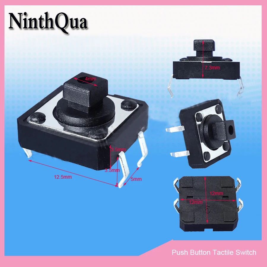 50pcs TC 1212T 12 x 12 x 7.3mm Tact Tactile Push Button Momentary PCB ...
