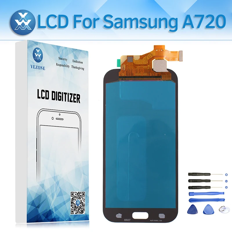 Para Samsung Galaxy A7 2017 A720 SM A720F A720M OLED Pantalla Lcd de Pantalla táctil de cristal ...