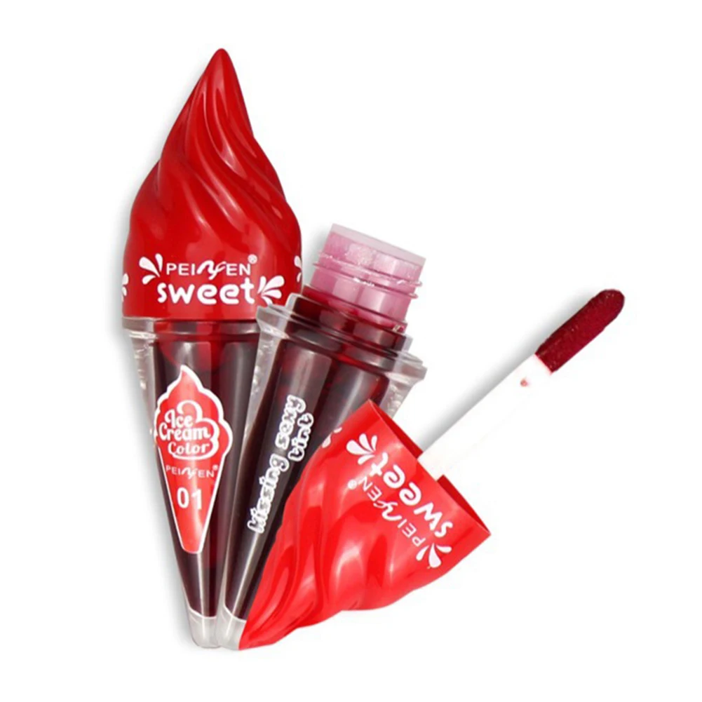 Cute Ice Cream Shape Lip Gloss Long Lasting Moisturizer Liquid Lipstick