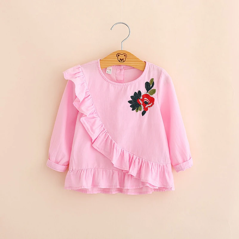 IMMDOS Girls Spring Cotton Blouses Kids Embroidery Floral White Shirts ...