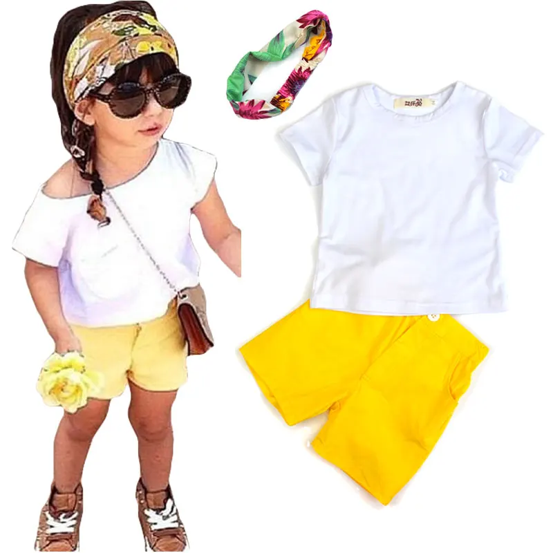 New Fashion Vest + Pants + headband 3 pieces set girls clothing set ...