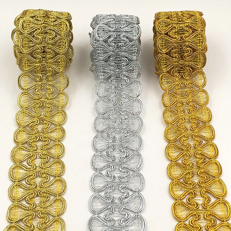 5m-lot-Lace-Trim-Fabric-Sewing-Lace-Gold-Silver-Butterfly-Braided-Lace ...