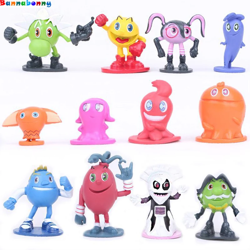 12PCS/Lot Pacman Pixels Miniatures Action Figures Pac Man Ghostly ...