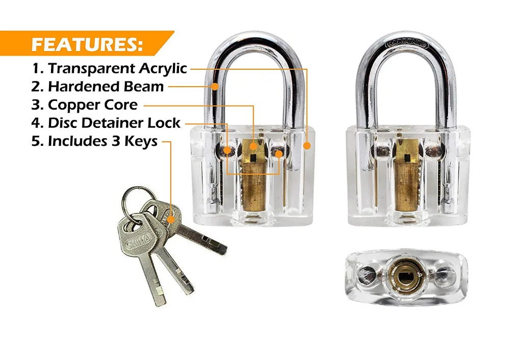 Professional Practice Padlocks Metal Cutaway Lock +Transparent Padlock ...