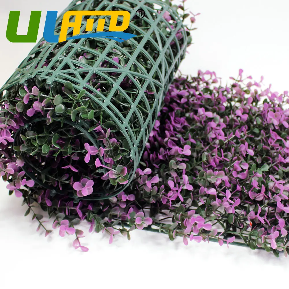 25x25cm Plastic Fencing Mat Decorative Artificial Long Purple Boxwood Hedge Mat Sythenic Garden