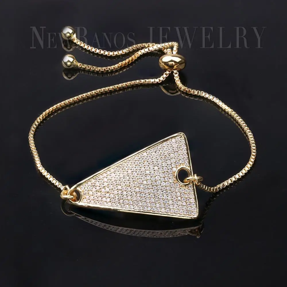 Newranos Charm Triangle Bracelet Full Pave Cubic Zirconia Adjustable ...