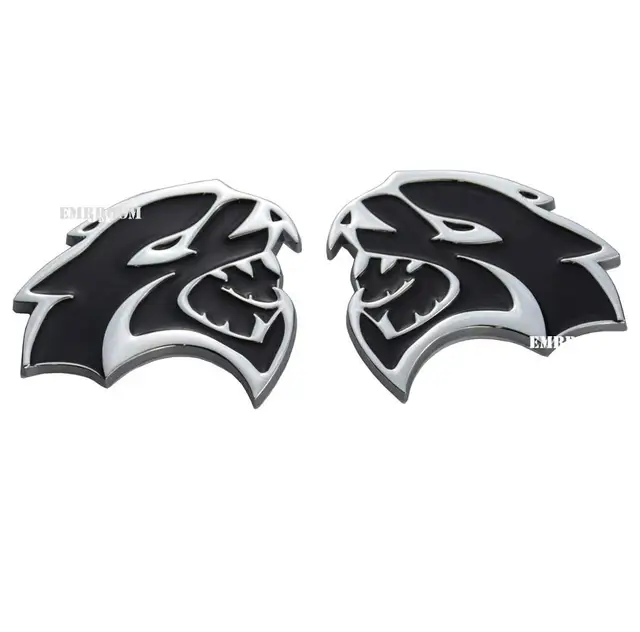 2pcs Hellcat Metal Side Badge Emblems, 3D Logo Nameplate Stickers ...