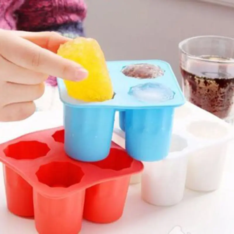 New 4 Cup Ice Cube Mould Shot Shape Shooters Glass Ice Cream For Party ...