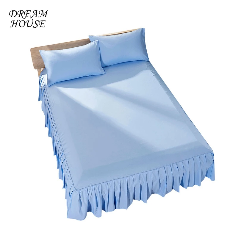 Home Bed Skirts Solid Color Hotel Bed Skirt Ruffle Bedspread Fashion