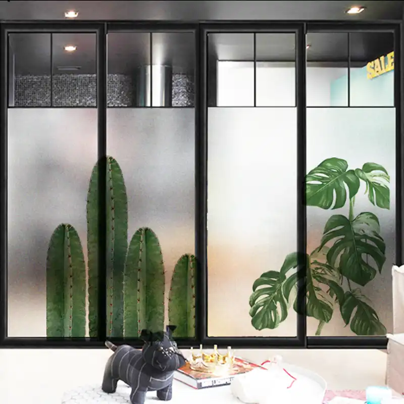 window glass stickers Electrostatic scrub Monstera glass film feather ...