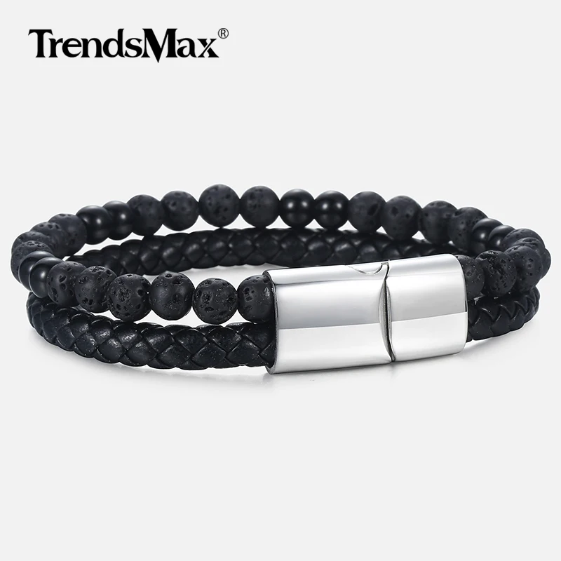 4 цвета, мужской браслет из натуральной кожи с натуральным камнем ...